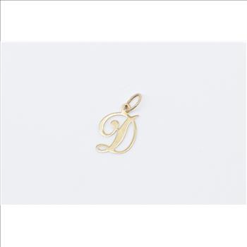 14K D Cursive Letter Monogram Initial Name Yellow Gold Charm/Pendant ...
