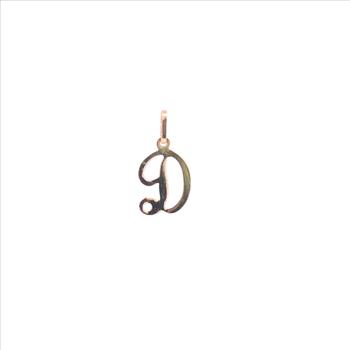 14K D Cursive Letter Monogram Initial Name Yellow Gold Charm/Pendant ...