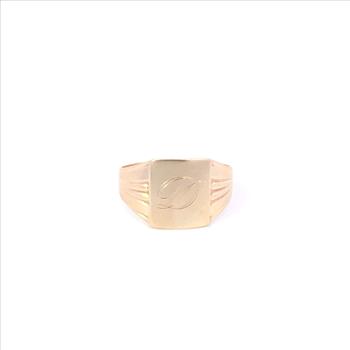 14K D Cursive Monogram Letter Engraved Signet Yellow Gold Ring, Size 5. ...