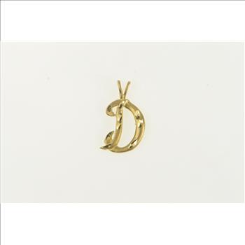 14K D Letter Monogram Cursive Initial Yellow Gold Charm/Pendant ...