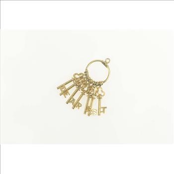 14K Dearest Ornate Heart Skeleton Key Ring Yellow Gold Pendant ...
