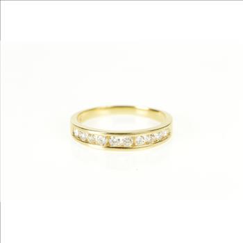 14K Diamond Channel Inset Classic Wedding Band Yellow Gold Ring, Size 5 ...