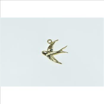 14K Diamond Cut Sparrow Swallow Bird Hope Symbol Yellow Gold Charm ...