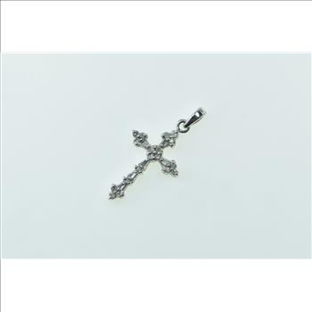 14K Diamond Encrusted Cross Christian Faith White Gold Pendant ...