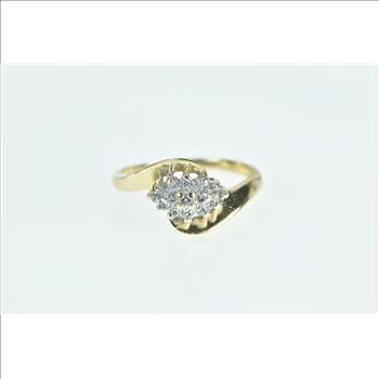 14K Diamond Freeform Curvy Cluster Statement Yellow Gold Ring, Size 6.5 ...