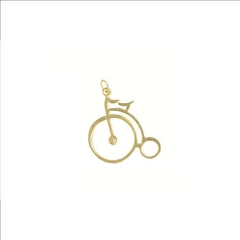 14K Diamond Inset Big Wheel Trike Bicycle Bike Yellow Gold Charm ...