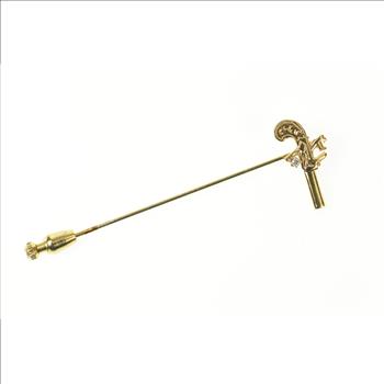 14K Diamond Inset Flintlock Pistol Ornate Yellow Gold Stick Pin ...