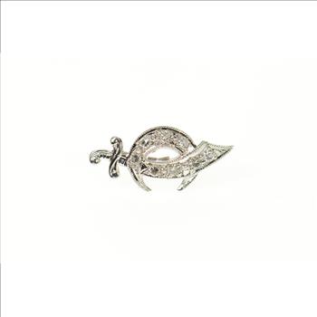 14K Diamond Shriners Scimitar Sword Symbol Lapel White Gold Pin/Brooch ...