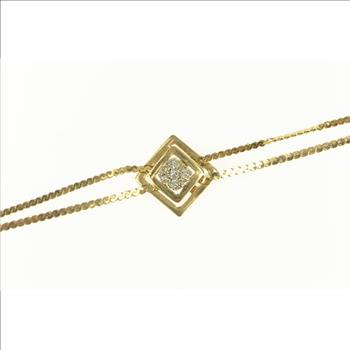14K Diamond Square Cluster Serpentine Bolo Chain Yellow Gold Necklace ...