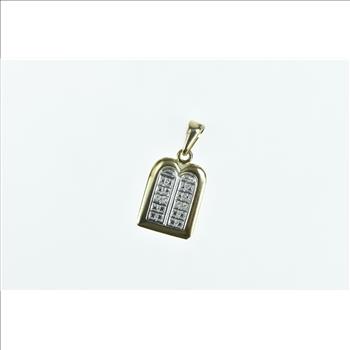 14K Diamond Ten Commandments Old Testament Yellow Gold Charm/Pendant ...