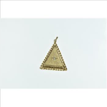 14K Diamond Triangle Ornate Vintage Twist Trim Yellow Gold Charm ...