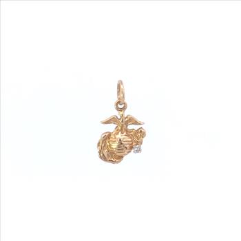 14K Diamond USMC Marine Corps Logo Insignia Yellow Gold Charm/Pendant ...