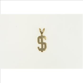 14K $ Dollar Sign Cash Money Big Bucks Yellow Gold Charm/Pendant ...