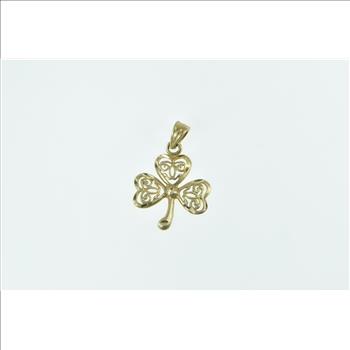 14K Filigree Clover Shamrock Good Luck Yellow Gold Charm/Pendant ...