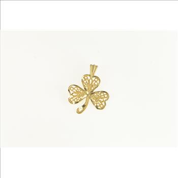 14K Filigree Clover Shamrock Good Luck Yellow Gold Charm/Pendant ...
