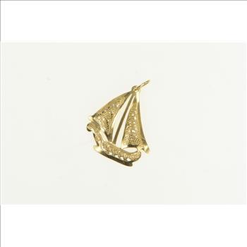 14K Filigree Sail Boat Ship Nautical Sailing Yellow Gold Charm/Pendant ...