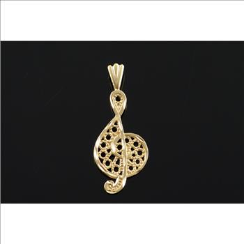 14K Filigree Treble Clef Musical Note Yellow Gold Charm/Pendant ...