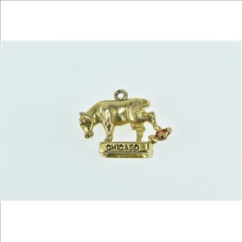 14K Great Chicago Fire Cow Lantern History Yellow Gold Charm/Pendant ...