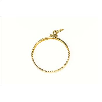 14K Grooved Coin Bezel 25.4mm Holder Yellow Gold Charm/Pendant ...