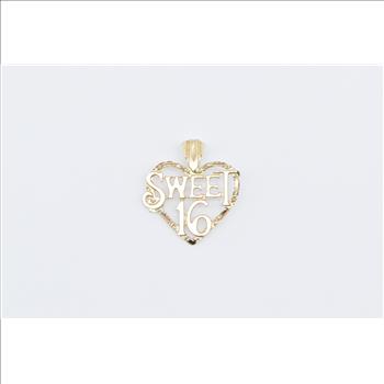 14K Heart Sweet 16 Sixteen Vintage Birthday Yellow Gold Charm/Pendant | Property Room