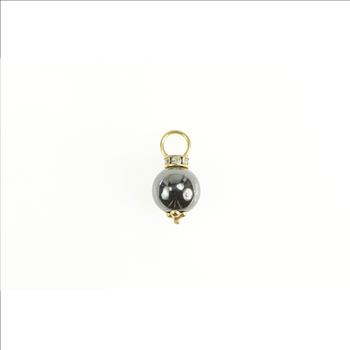 14K Hematite Sphere Ball Rhinestone Slide Yellow Gold Charm/Pendant ...