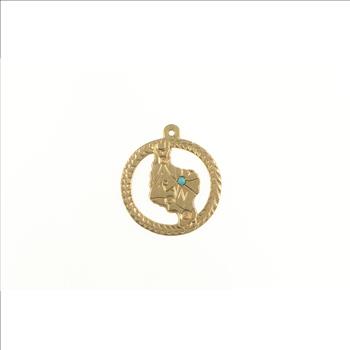 14K Iran Turquoise Salt Lake Map Ornate Souvenir Yellow Gold Charm ...