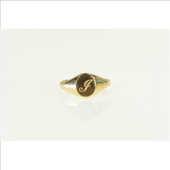 14K J Cursive Letter Initial Monogram Name Yellow Gold Ring, Size 3.5 ...