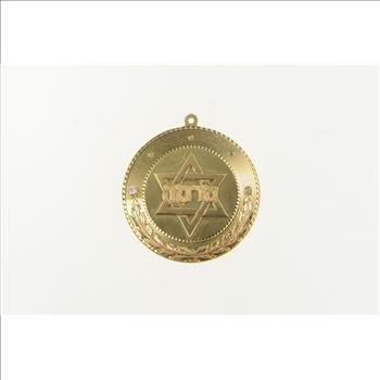 14K Jewish Star of David Hebrew Medallion Diamond Yellow Gold Charm ...