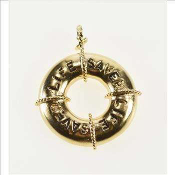 14K Life Saver Preserver Floatation Device Yellow Gold Charm/Pendant ...