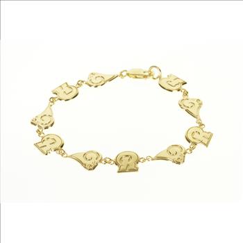 14K Los Angeles Rams Football Symbol Team Chain Yellow Gold Bracelet 7. ...