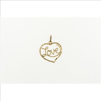 14K Love Cursive Heart Love Symbol Valentine Yellow Gold Charm/Pendant ...