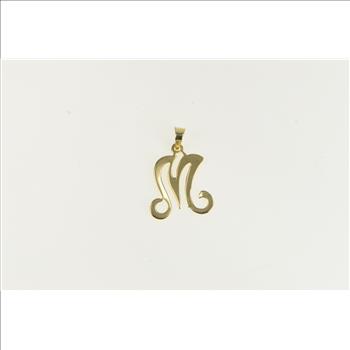 14K M Cursive Letter Monogram Name Initial Yellow Gold Charm/Pendant ...