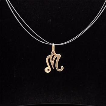 14K M Monogram Cursive Name Initial Letter Yellow Gold Charm/Pendant ...