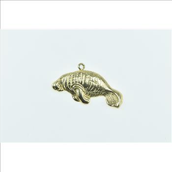 14K Manatee Vintage Ocean Animal Marine Life Yellow Gold Charm/Pendant ...