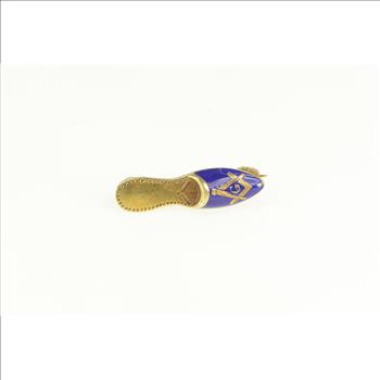 14K Masonic Compass Square G Enamel Slipper Yellow Gold Pin/Brooch ...
