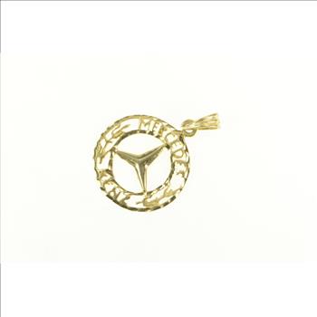 14K Mercedes Benz Logo Symbol Diamond Cut Yellow Gold Charm/Pendant ...