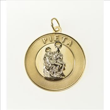 14K Michelangelo La Pieta Two Tone Art Sculpture Yellow Gold Charm ...