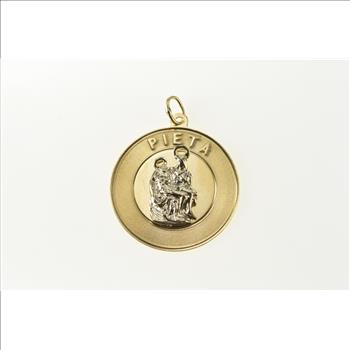 14K Michelangelo La Pieta Two Tone Art Sculpture Yellow Gold Charm ...