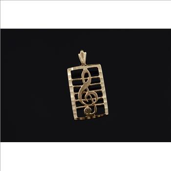 14K Music Staff Note Clef Note Filigree Yellow Gold Charm/Pendant ...