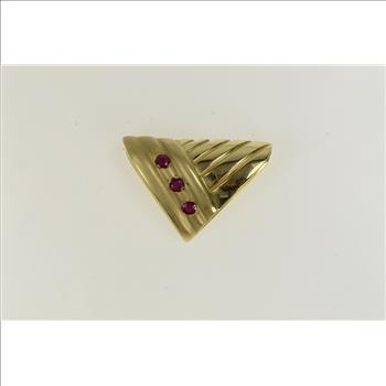 14K Natural Ruby Chevron Ornate Triangle Slide Yellow Gold Pendant ...