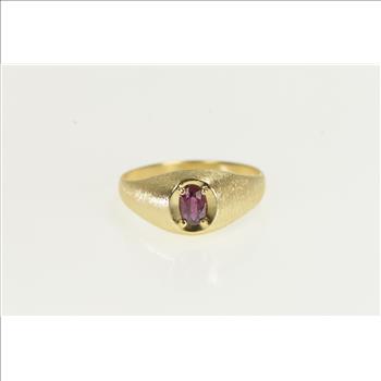 14K Natural Ruby Ornate Squared Men's Retro Yellow Gold Ring, Size 11. ...