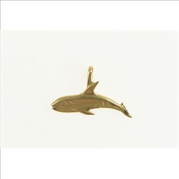 14K Orca Whale Ocean Marine Endangered Animal Yellow Gold Charm/Pendant ...