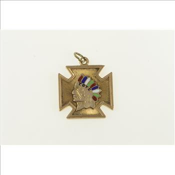 14K Order of Red Men Tote Native American Yellow Gold Charm/Pendant ...