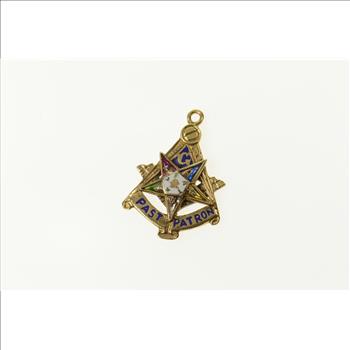 14K Order of the Eastern Star Past Patron Enamel Yellow Gold Charm ...