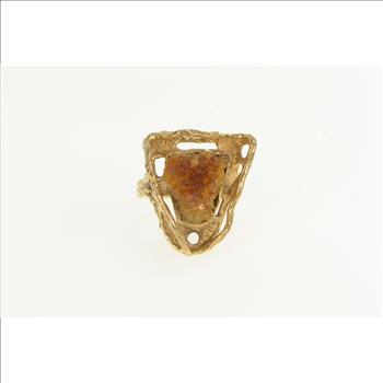 14K Ornate Citrine Geode Raw Cluster Cocktail Yellow Gold Ring, Size 8. ...