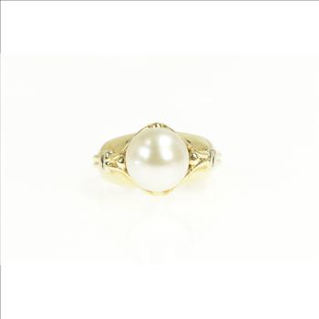 14K Ornate Pearl Inset Elaborate Statement Yellow Gold Ring, Size 7 ...