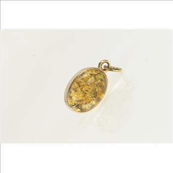 14K Oval Gold Nugget Capsule Vintage Gold Rush Yellow Gold Charm ...