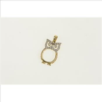 14K Owl Wisdom Symbol CZ Vintage Yellow Gold Charm/Pendant | Property Room