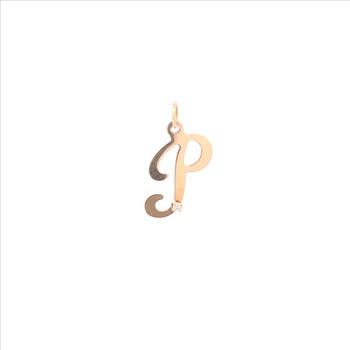 14K P Cursive Monogram Letter Initial Name Yellow Gold Charm/Pendant ...
