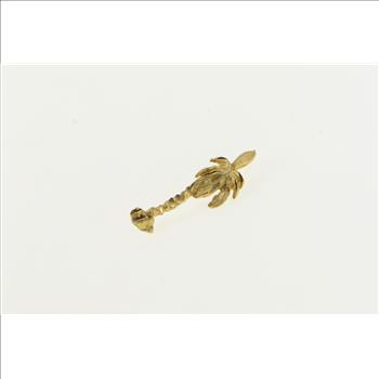 14K Palm Tree Diamond Cut Tropical Motif Travel Yellow Gold Charm ...